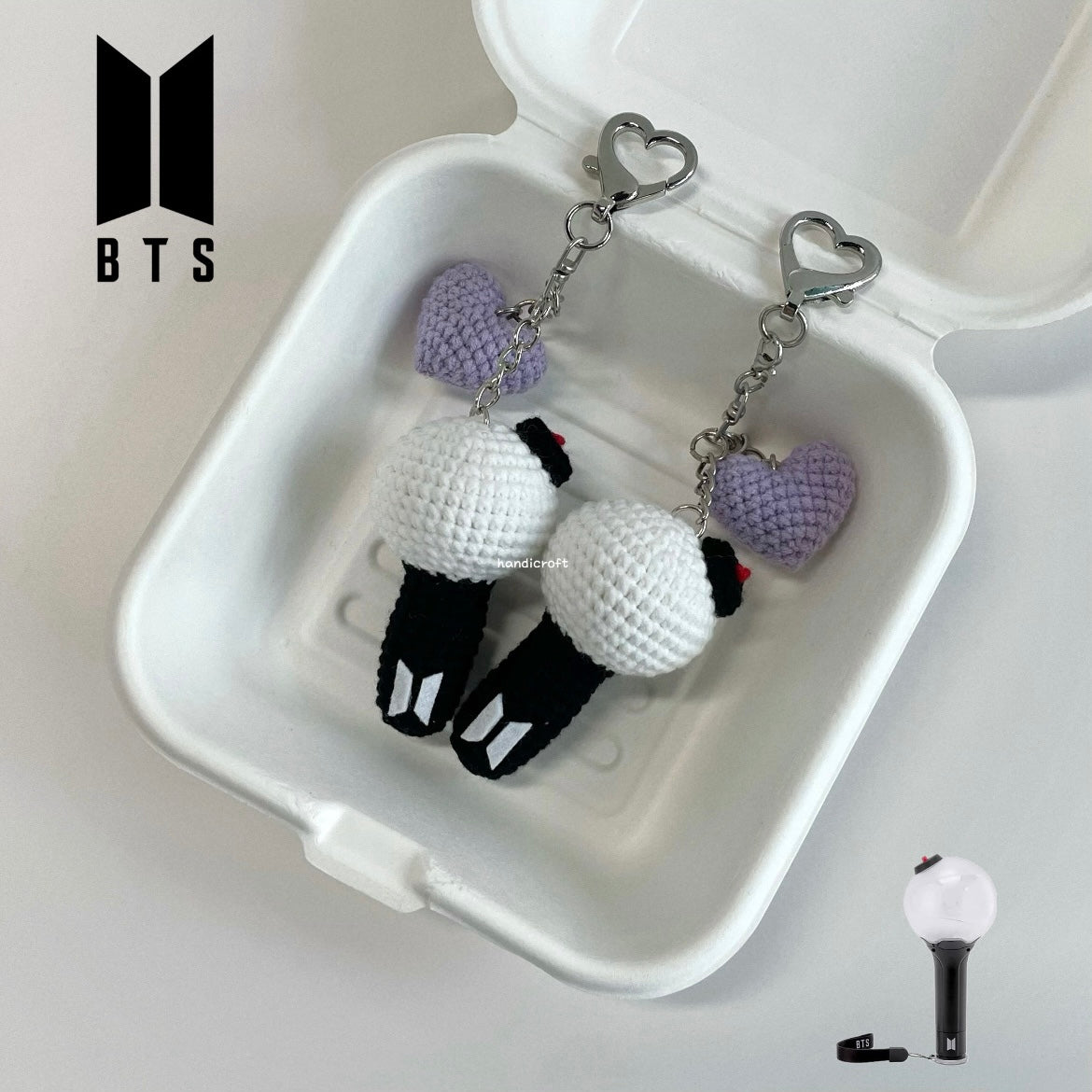 handicroft handmade crochet BTS army bomb lightstick charm