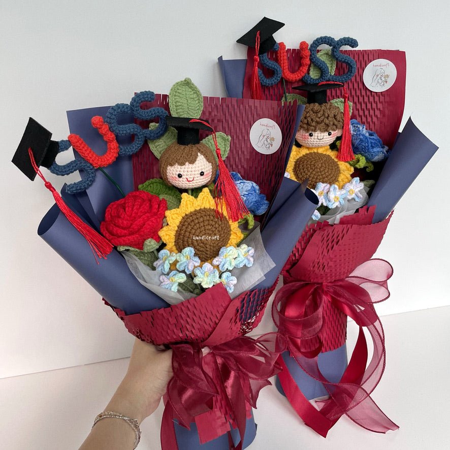 handicroft handmade crochet graduation special flower bouquet - SUSS ...