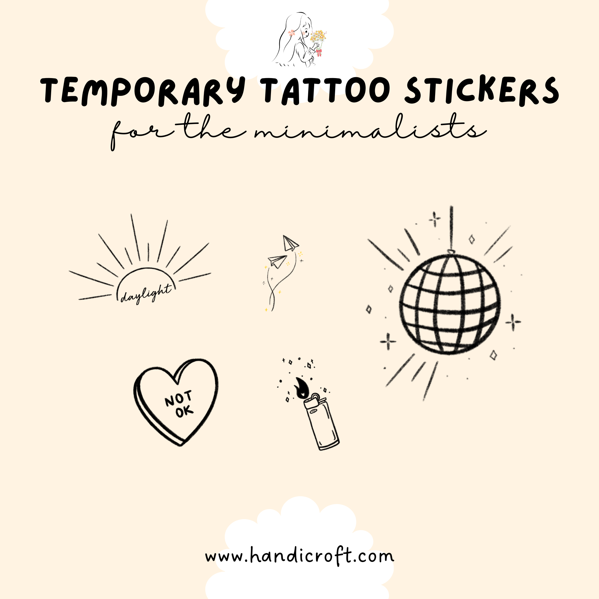 [bundle] for the minimalists - temporary tattoo sticker – handicroft